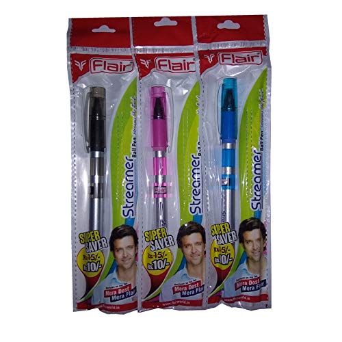 Flair Streamer Medium Point Ball Pens - Pack of 10 (Blue) : Amazon.in