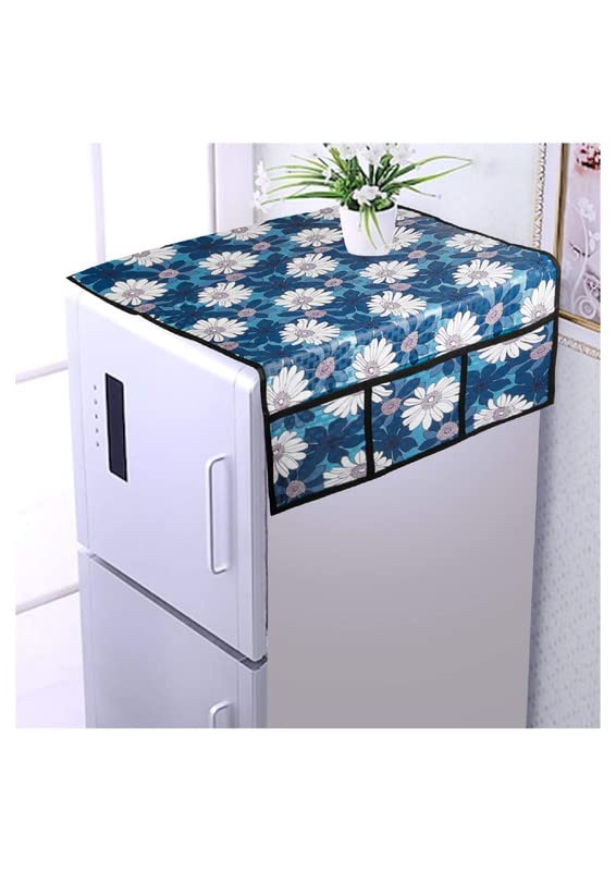 Free Size Fridge (Refridgerator) Top Cover with 6 Utility Pockets (3 ...