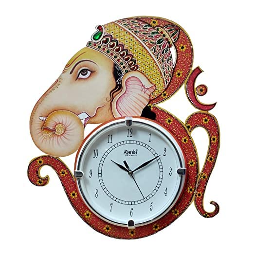 Buy Ajanta Wall Clock Hand panted Design Om Ganesh Wall Clock for Home ...