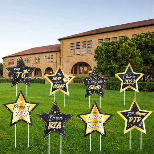 8 Pieces Graduation Yard Signs Decorations Congrats Grad Outdoor Signs ...