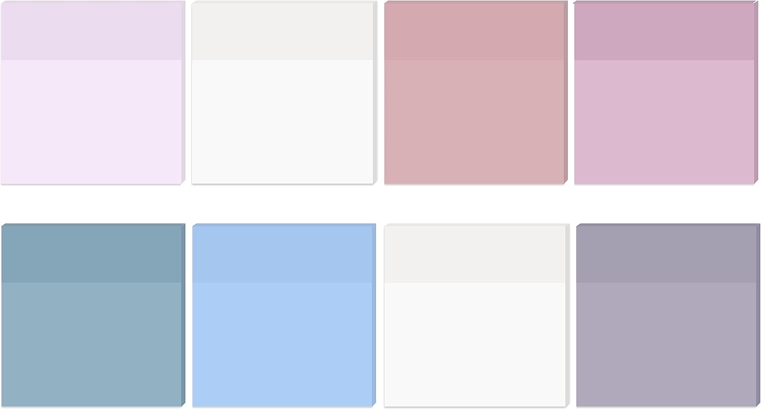 Amazon.com : EOOUT Pastel Transparent Sticky Notes, 3x3 Inches, 8 Pack ...