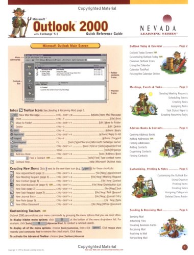 Microsoft Outlook 2000 Quick Reference Guide with Exchange 5.5: Nevada ...
