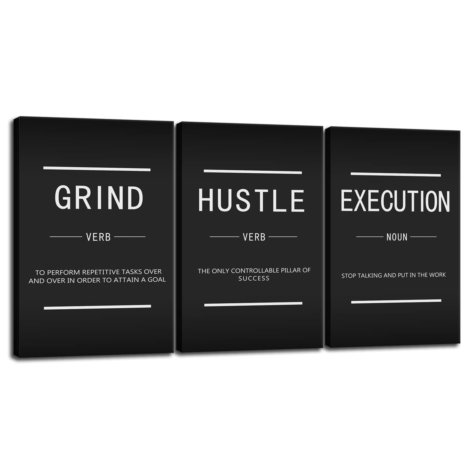 Amazon.com: 3 Pieces Grind Verb Hustle Verb Execution Noun ...
