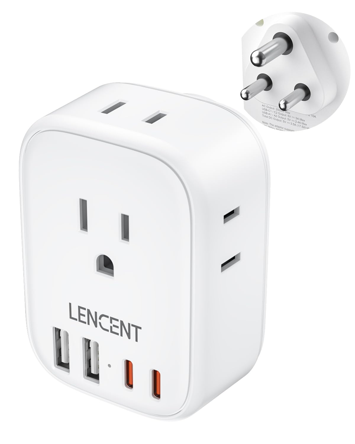Amazon.com: LENCENT US to India Power Plug Adapter, Indian Travel ...