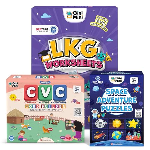 Combo Pack - 300+ LKG Worksheets + 16 Space-Themed Puzzles + CVC Word ...