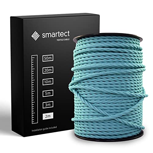 smartect Braided Cable twisted, Blue, 2 Metres 3 Core Electrical Cable ...