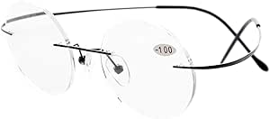 Amazon.com: Eyekepper Titanium Rimless Round Reading Glasses Circle ...