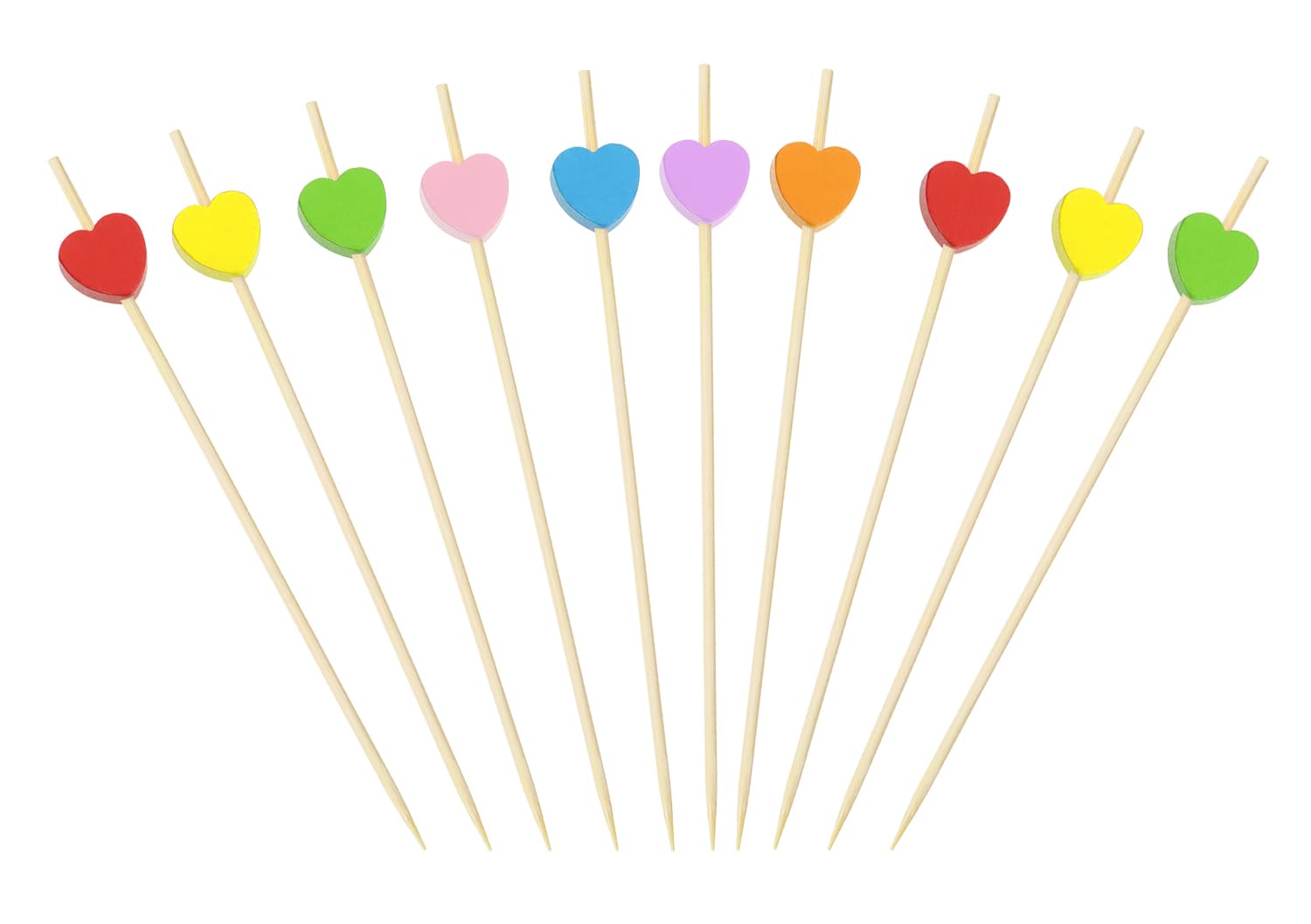 Amazon.com | ONLYKXY 20pcs 4.72inch Bamboo Fancy Toothpicks Heart Shape ...