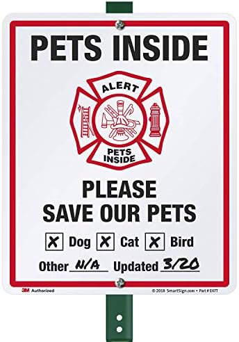 SmartSign 14 x 10 inch “Pets Inside - Please Save Our Pets” Write-On ...