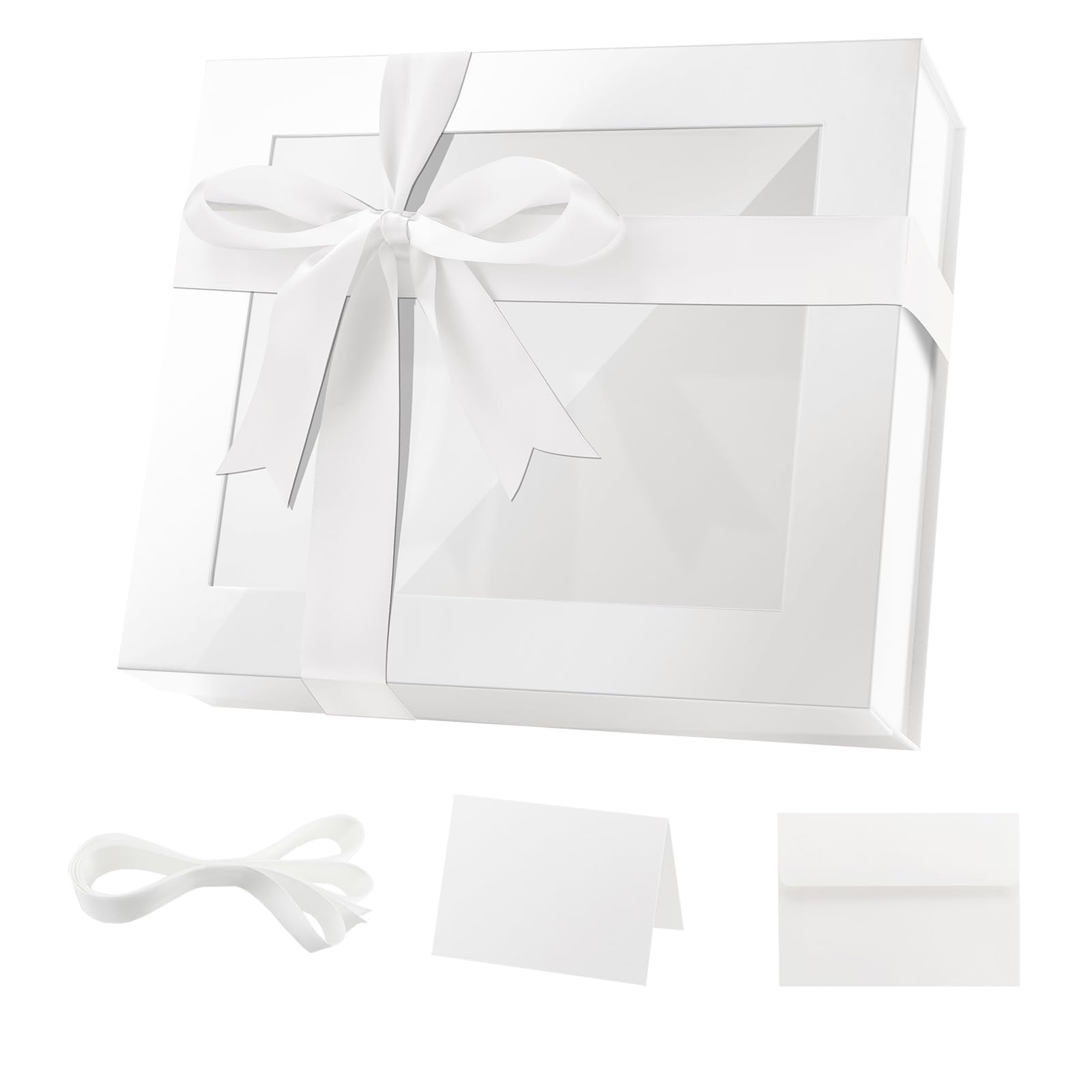 Amazon.com: PACKQUEEN Extra Large White Gift Box with Window, 16.3x14 ...