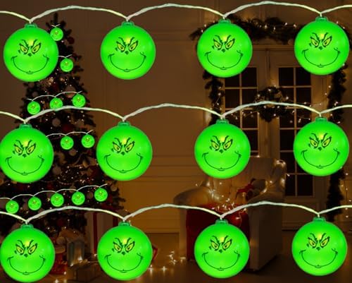 Lushangshou Outdoor Grinch Christmas Decorations Solar Christmas Lights ...