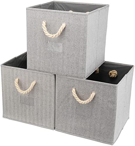 Amazon.com: Robuy Cube Storage Bins,Grey Fabric Foldable Storage Bins ...
