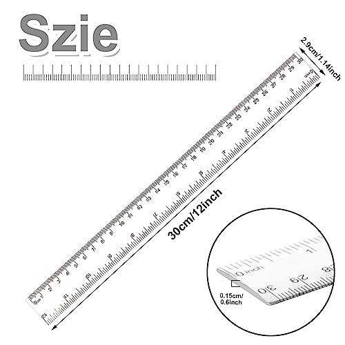 Snapklik.com : 30PCS Clear Ruler Plastic Rulers 12 Inch