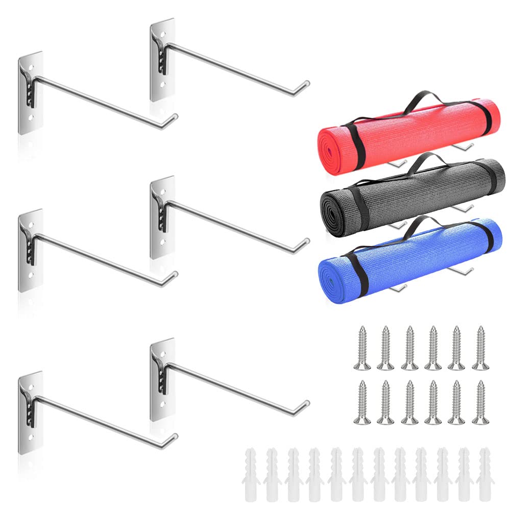 Amazon.com : 6Pcs/3 Set Yoga Mat Holder, Wall Mount Yoga Mat Storage ...