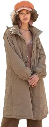 Amazon.com: POL Clothing Long Padded Jacket with Hoodie : Clothing ...