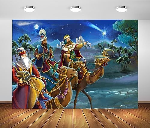 Amazon.com: BELECO Fabric 7x5ft Nativity Scene Backdrop Christmas Night ...