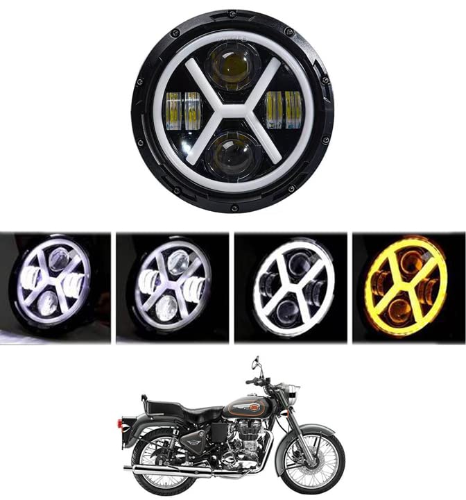 AYW 7"X-Alphabhet LED Headlight Royal-Enfield-Classic-350,Classic-500 ...