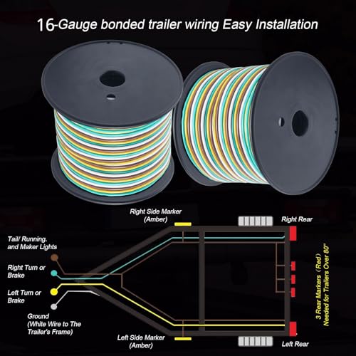 Snapklik.com : 100FT Trailer Wiring Kit, 16 Gauge 4 Way Trailer Wiring ...