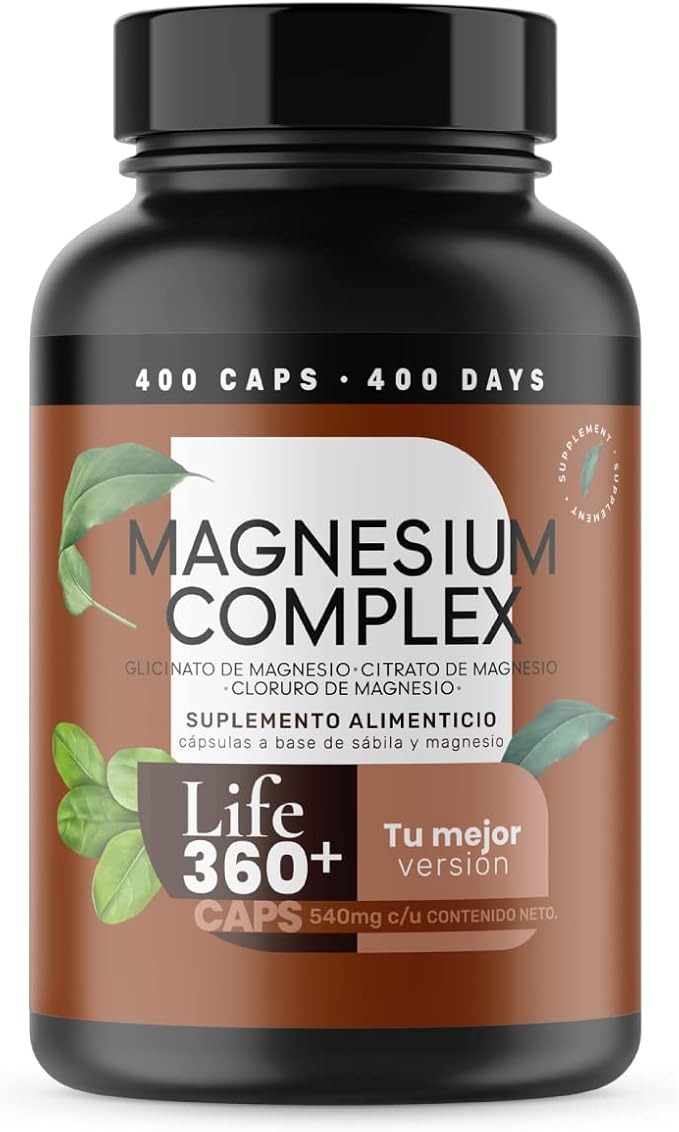 Magnesio Complex 400 Cápsulas. 4 tipos de Magnesio reforzados con Aloe ...