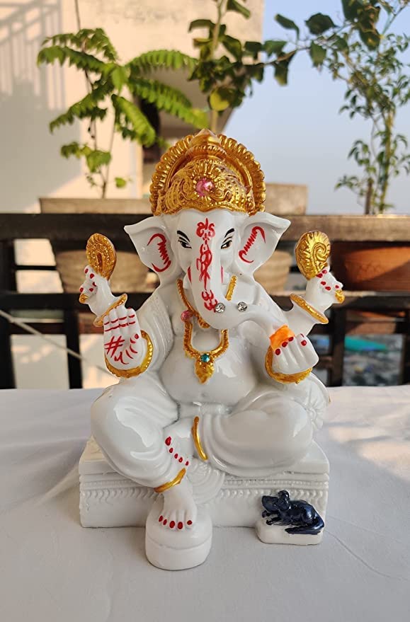 Buy VAMIKA HANDICRAFTS Marble Dust Ganesha Idol, Vinayaka Statue ...