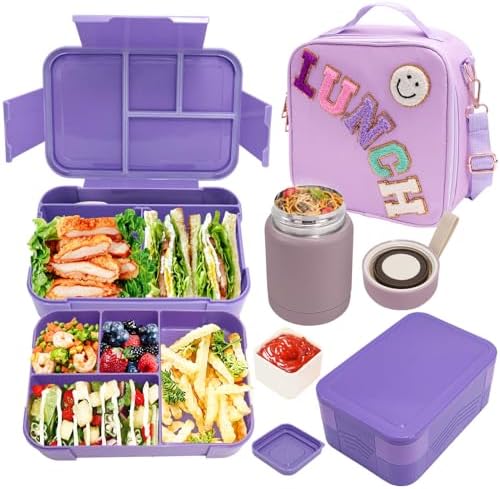 Amazon.com: Preppy Lunch Box for Girls with 10oz Thermo, with 6 ...