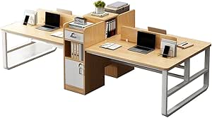 4 Person Computer Desk with Storage Shelf, Office Desk Double ...