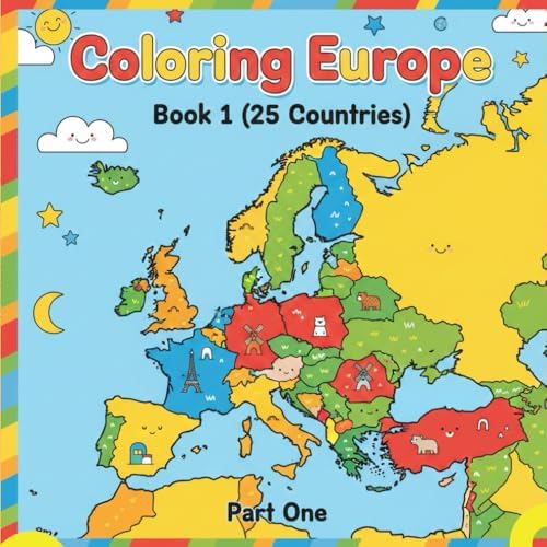Coloring Europe – Book 1 (25 Countries): A Fun and Easy Map Coloring ...