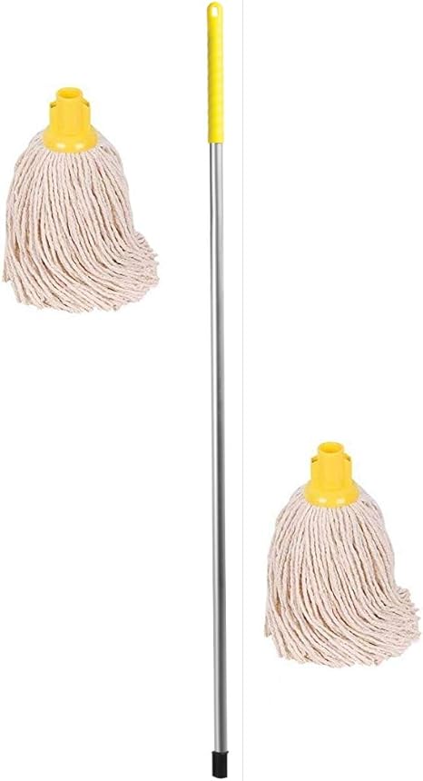 Professional Colour Coded Mop Handle and 2 Mop Heads (Yellow) : Amazon ...