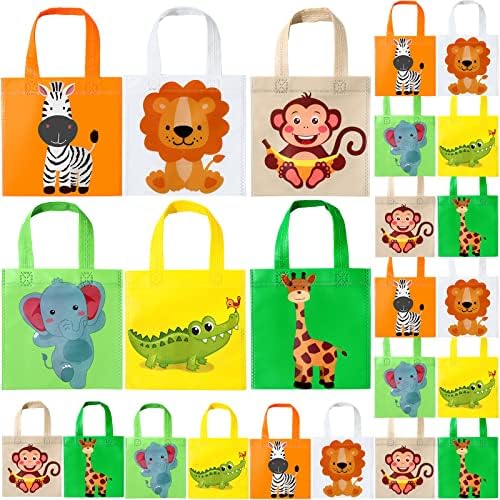 Amazon.com: Silkfly 60 Pcs Jungle Animal Gift Bags Safari Goodie Bags ...