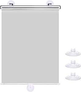 Amazon.com: No Drilling Retractable Roller Window Shades W/3 Suction Cups, Black Blackout Blind ...