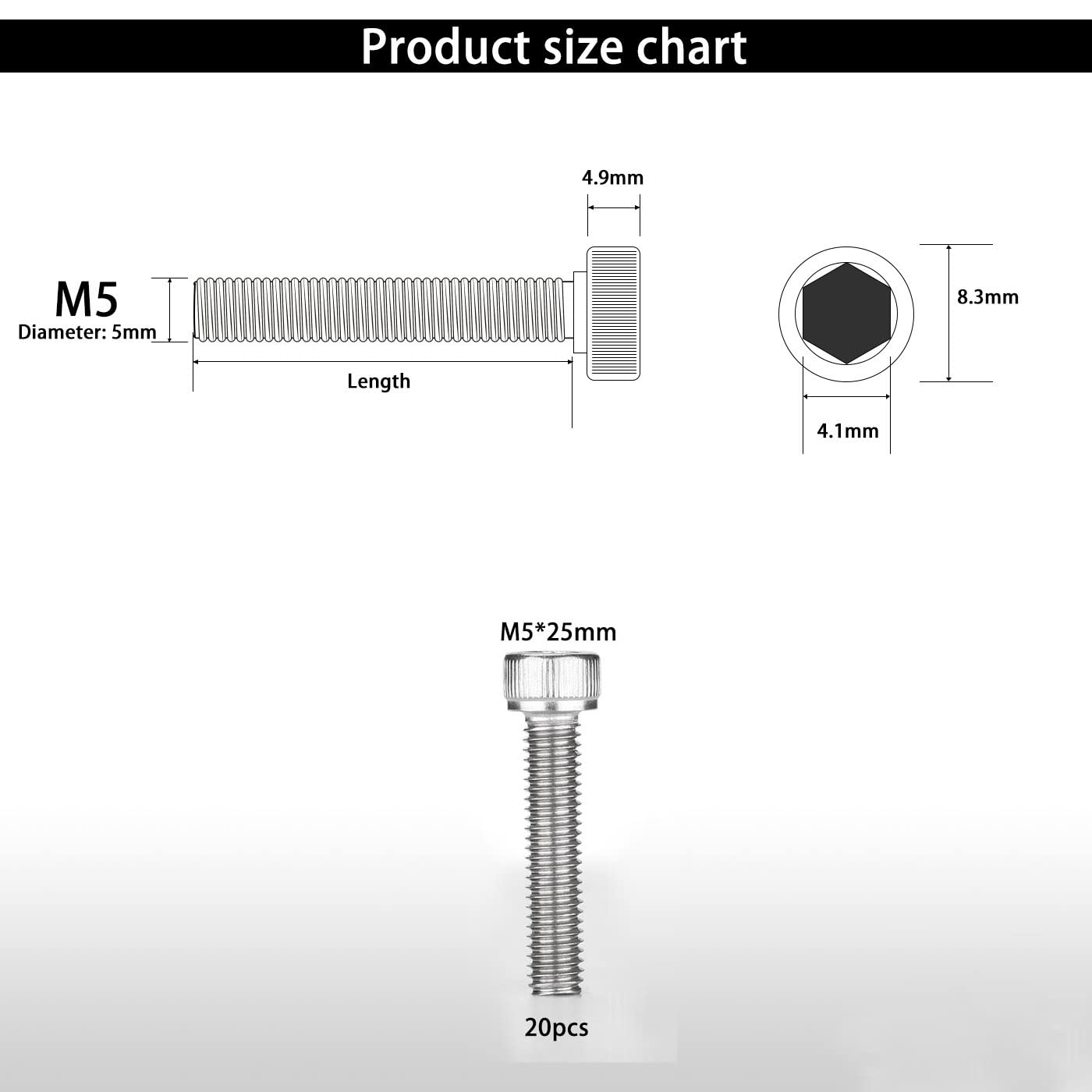 oumuik M5 Hex Bolts, Allen Socket Cap Head Screws -Pack of 20 – BigaMart