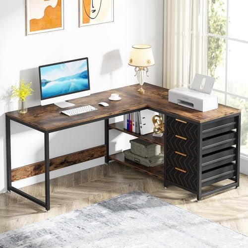Amazon.com: Tribesigns L Shaped Computer Desk with Storage Drawers, 59 ...