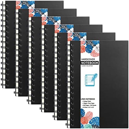 Amazon.com : 6 Pack A5 Hardcover Spiral Notebook College Ruled ...