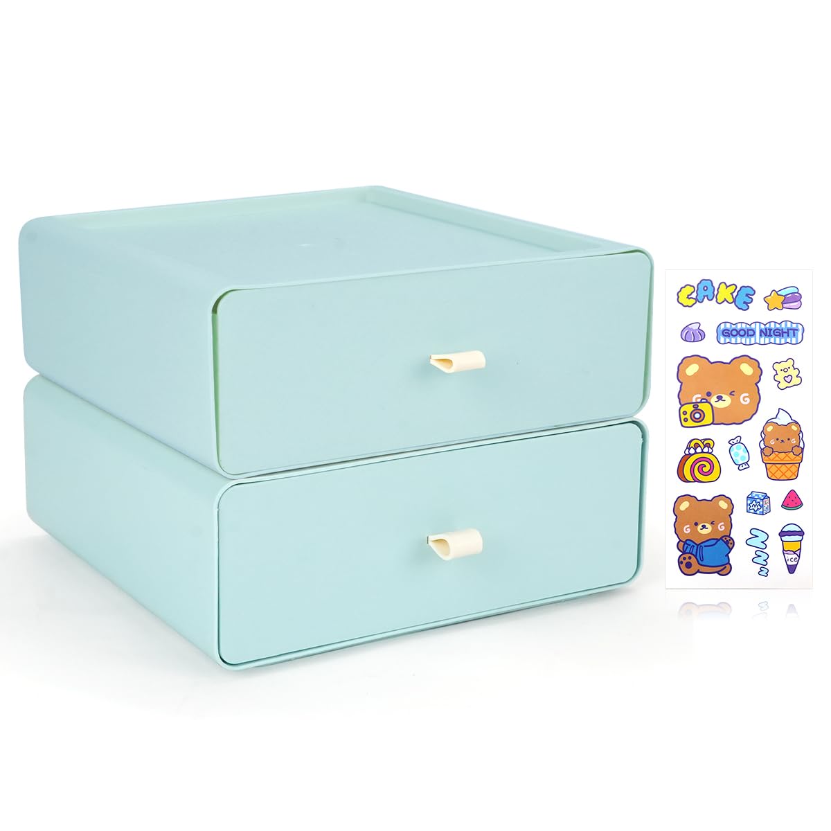 Amazon.com: 2 Pack Desktop Storage Box Stackable Countertop Drawer ...