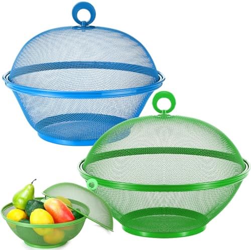 Amazon.com: Hicarer 2 Pcs Summer Mesh Fruit Basket with Lid Fruit Cover ...
