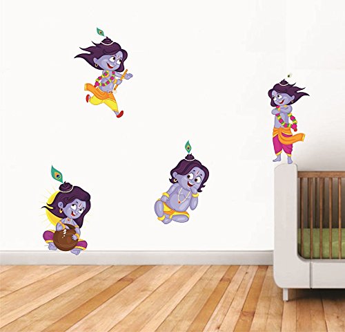 Asmi Collections PVC Wall Stickers Four Little Cute Krishna : Amazon.in ...