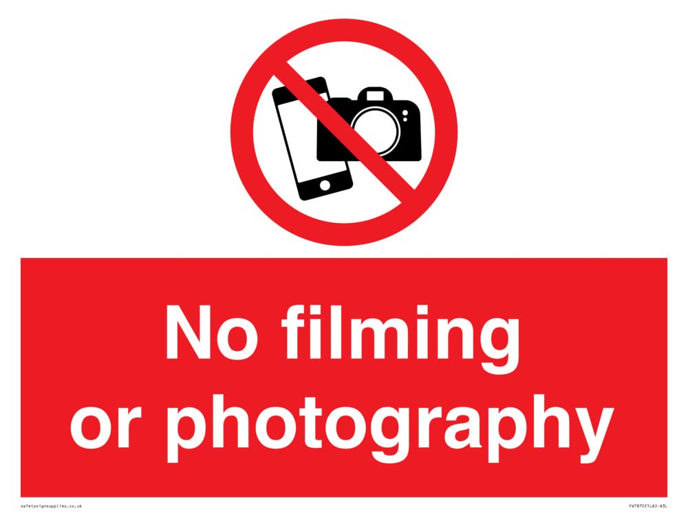 No filming or photography Sign - 400x300mm - A3L : Amazon.co.uk: DIY ...