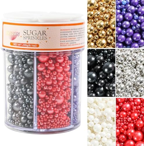 Amazon.com: Black Edible Sugar Pearls Dragees Decoration Balls 2 Ounces ...