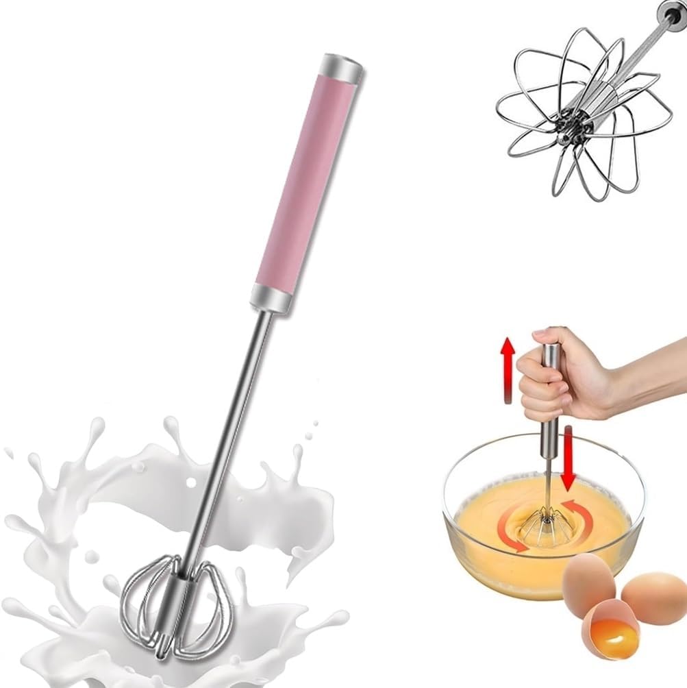 Amazon.com: Stainless Steel Semi-Automatic Whisk Egg Whisk Hand Push ...