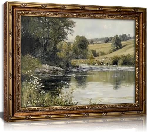 Amazon.com: Vintage Gold Framed Wall Art Retro Rustic Farmhouse Green ...