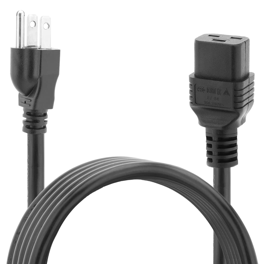 Amazon.com: 6Ft Nema 5-15P to C19 Heavy Duty UPS Power Cord, 20A 125V ...