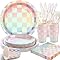 Amazon.com: 175 Pcs Checkered Party Supplies Checkered Plates Serves 25 ...