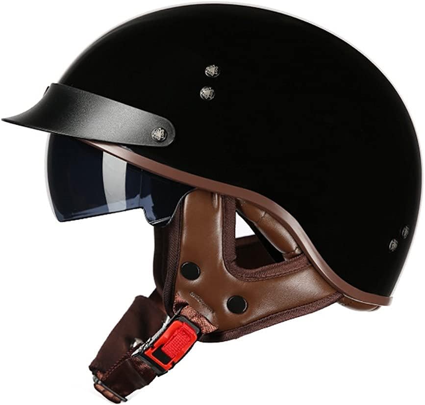Buy Half helmet motorcycle helmet men and women retro ECE certified ...