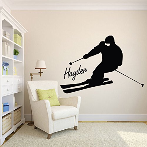 Amazon.com: Skiing Personalised Wall Decal Ski Vinyl Stickers Ski Decal ...