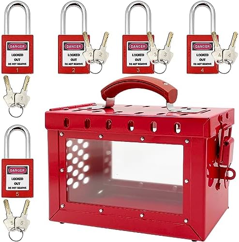 Amazon.com: SAFBY Lockout Tagout Box Kit Portable Safety Group Padlock ...