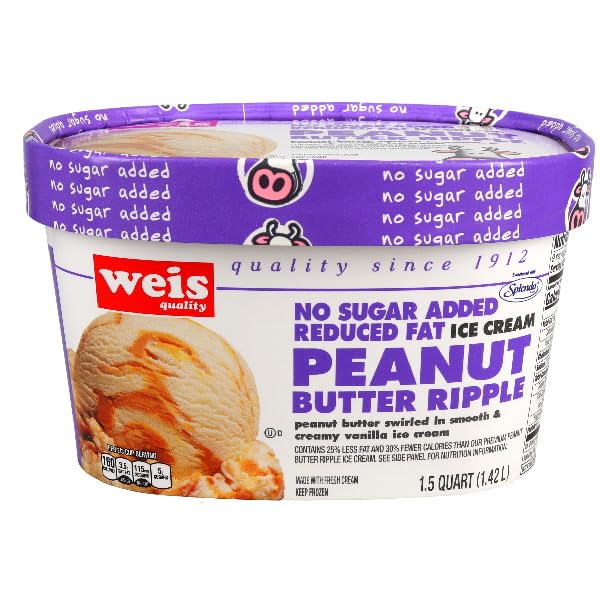 Amazon.com: Weis Quality, Ice Cream No Sugar Added Peanut Butter Ripple ...
