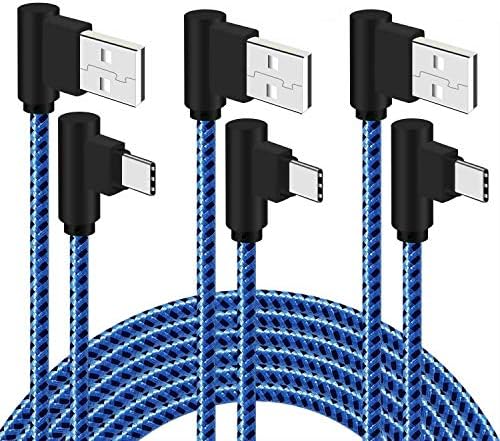 Amazon.com: 3 Pack 6FT 90 Degree Right Angle Braided Type USB C Fast ...