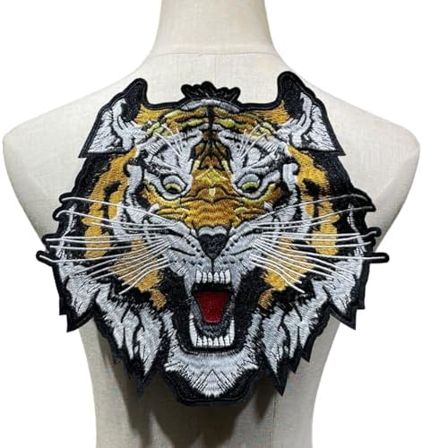 Ani Accessories Large Embroidered Anger Tiger Sew on Patches for Vintage Clothes Back or Hoodies ...