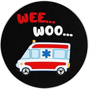 Amazon.com: Wee Woo Ambulance Amr Funny EMS EMT Paramedic One Piece Round Diatomite Coaster for ...