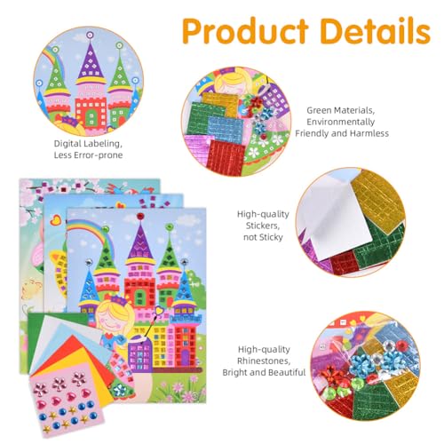 AUAUY Sticky Mosaic Picture Kit for Creating, 12 Pack Mosaic Sticker ...